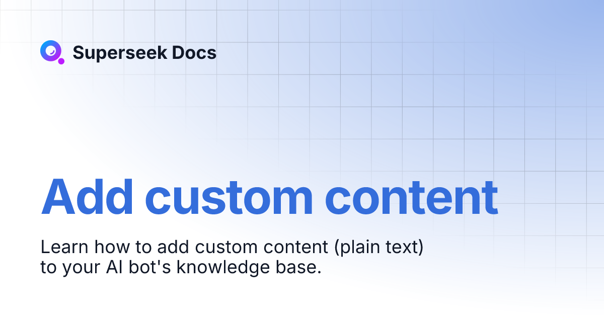 Add custom content | Superseek Docs